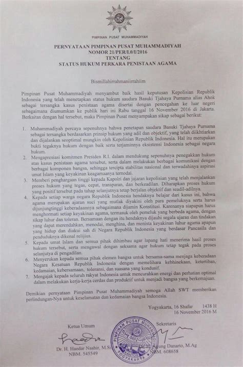 Pernyataan Pp Muhammadiyah Tentang Status Hukum Penistaan Agama Muhammadiyah Lamongan