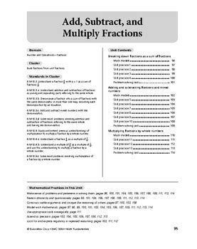 Math Fundamentals Unit Add Subtract And Multiply Fractions Grade