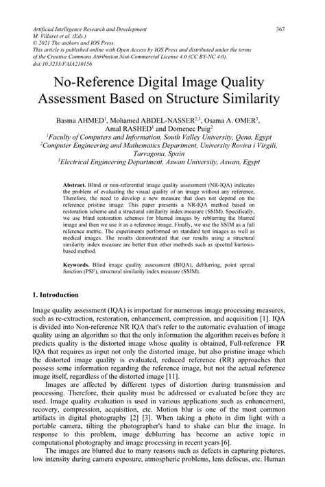 pdf no reference digital image quality assessment based on structure