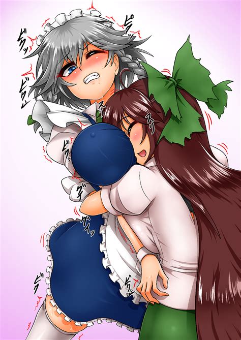 Rule 34 2girls Bearhug Blush Bow Face In Breasts Female Female Only