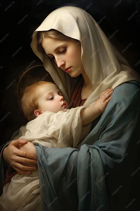 Santa María Sosteniendo Al Niño Jesucristo En Sus Brazos Foto Premium