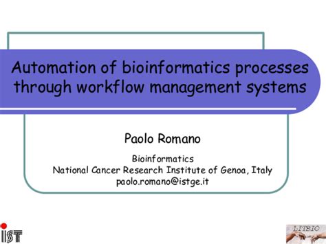 pdf the automation of bioinformatics processes through workflow