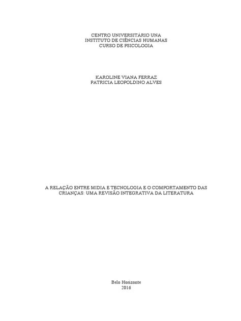 Tcc Karoline E Patricia Post Sol 11 11 Pdf Transtorno De Déficit De