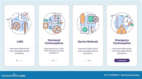 Contraception Methods Onboarding Mobile App Screen Stock Vector Illustration Of Onboarding