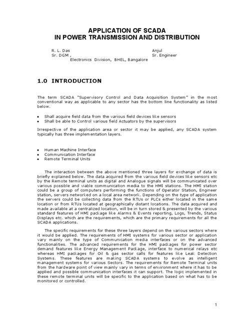 Application Of Scada In Power Transmission And Distribution An