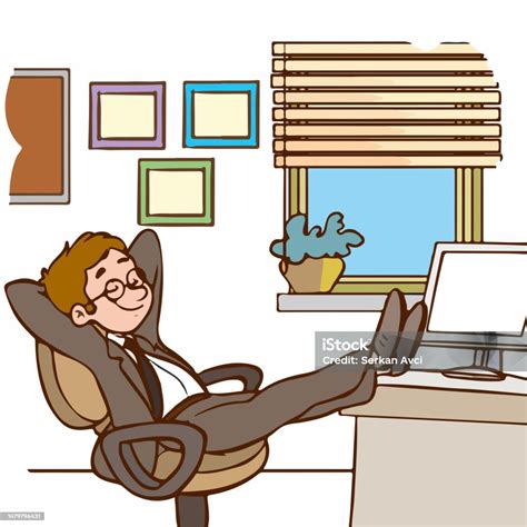 Lazy Office Worker Cartoon Vector Illustration Stock Illustration