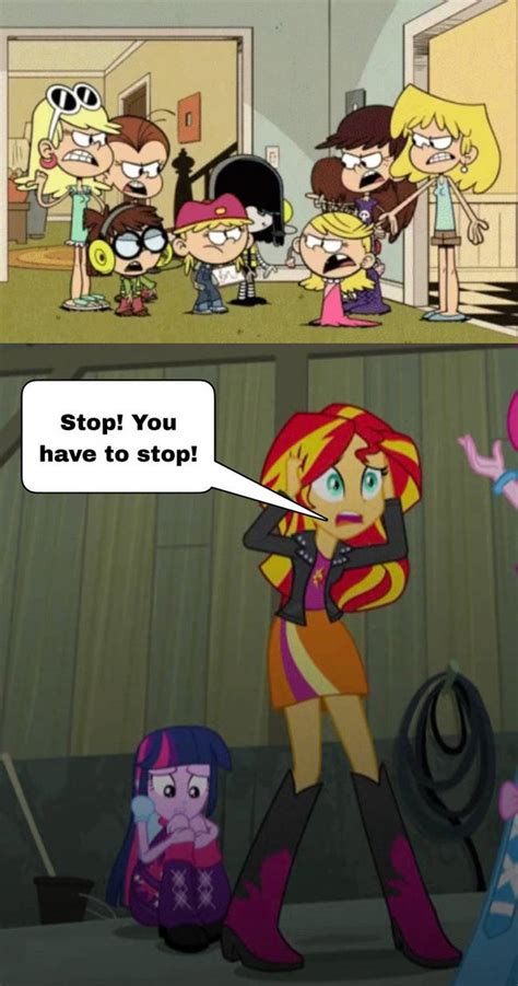 Sunset Shimmer Breaks Up The Loud Sisters Fighting By Fieryunikitty On