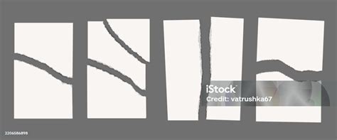 찢어진 종이 시트 흰색 A4 용지를 반으로 나누어 가장자리가 울퉁불퉁한 조각으로 비웁니다 낡은 종이 조각이 찢어졌습니다 스크랩북 콜라주를 위한 벡터 격리 템플릿 A4 용지에