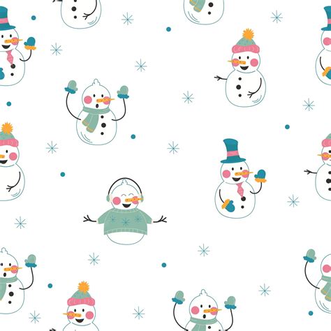 Premium Vector Pattern With Snowman On White Background Vector
