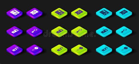 Set Car Key With Remote Undefined Door Handle Old Safe And House Intercom System Icon