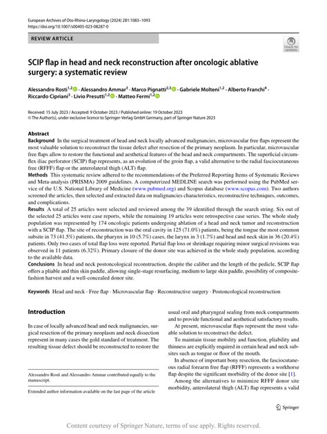 Scip Flap In Head And Neck Reconstruction After Oncologic Ablative
