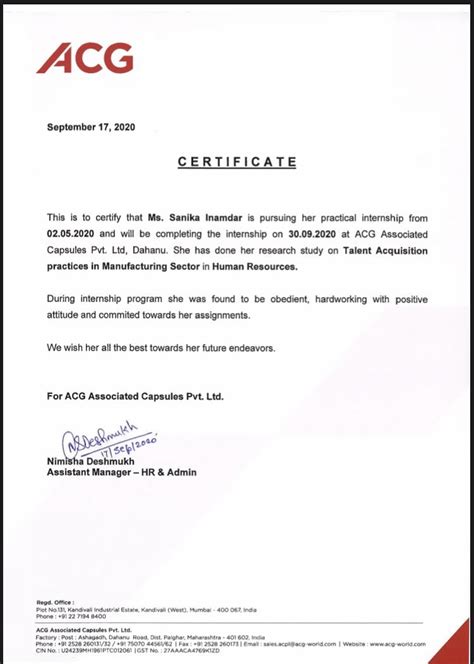 Sanika Inamdar On Linkedin Internship Hr