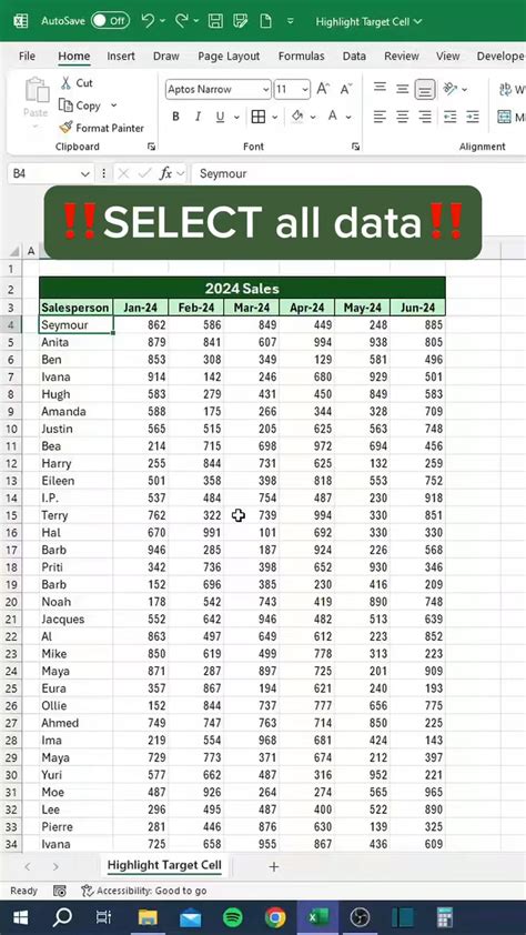 Highlight Target Cell In Excel‼️ Excel Exceltips Exceltricks Spreadsheets Corporate