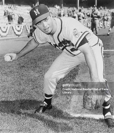 Eddie Mathews Of The Milwaukee Braves Poses As He Throws The Ball