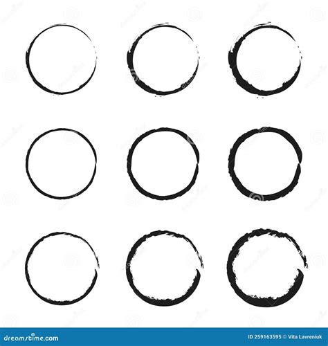 Hand Drawn Circles Sketch Vector Grunge Round Shapes Simple Hand