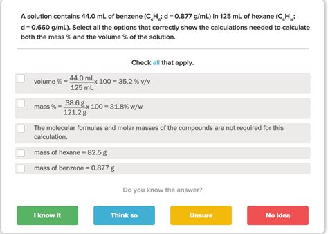 Solved A Solution Contains Ml Of Benzene In Ml Of Chegg
