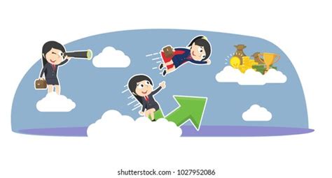 Businesswoman Chasing Dream Stock Vector Royalty Free 1027952086