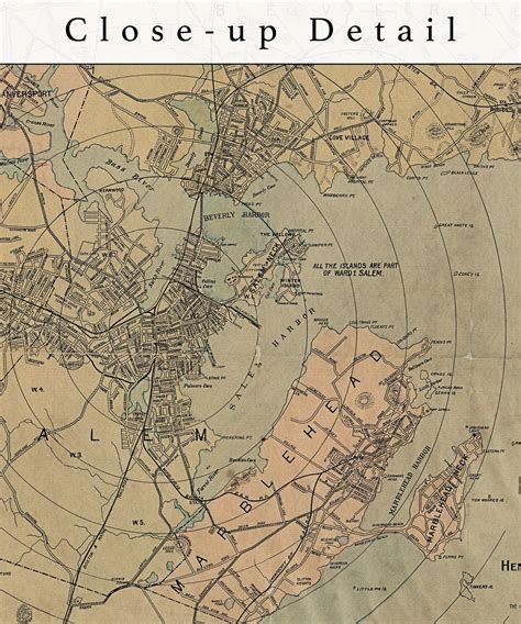 1903 Salem Massachusetts Map Print Vintage Map Art Antique Map Wall