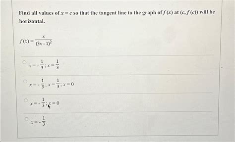 solved find all values of x c ﻿so that the tangent line to