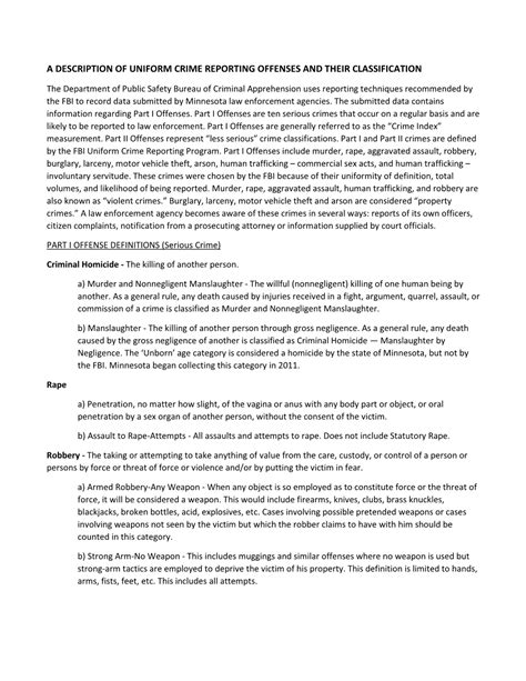 A Description Of Uniform Crime Reporting Offenses And Their Classification DocsLib