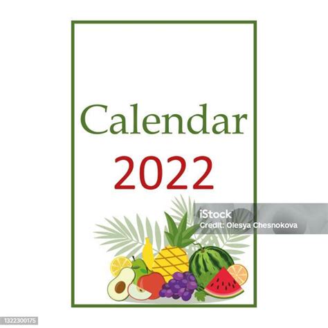 과일 패턴 제목 페이지 색상 벡터 여름 일러스트와 2022 년 과일 달력 0명에 대한 스톡 벡터 아트 및 기타 이미지 0명