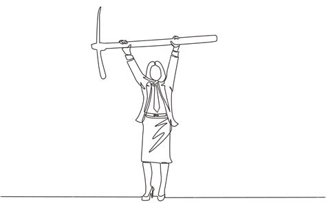 Premium Vector Continuous One Line Drawing Businesswoman Standing And
