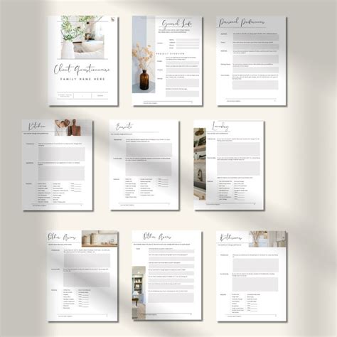 Client Onboarding Questionnaire Template Canva Template Client Onboarding Interior Design