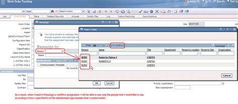 setting up filter in person list for the reassign action in workflow