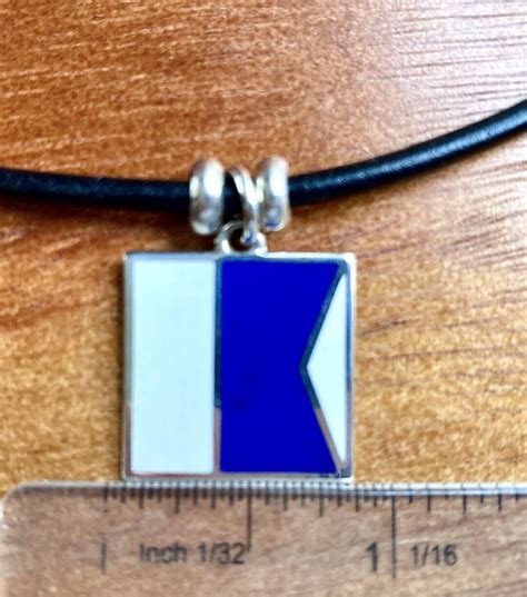 Nautical Necklace Signal Code Flag Alpha A Sterling Etsy