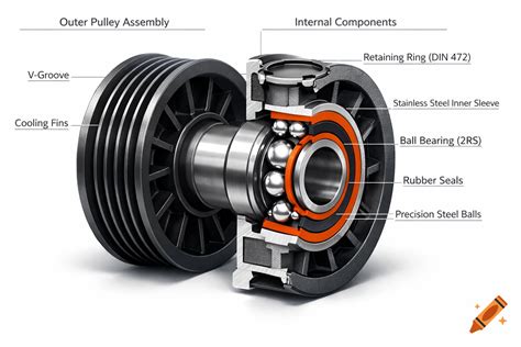 A Detailed Labeled Cross Section Of A Hybrid V Belt Pulley Showing