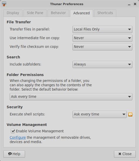 Xfcethunarpreferences Xfce Docs