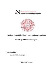 Final Project Milestone 2 1 Docx ALY6010 Probability Theory And