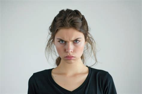 Premium Photo Young Serious Angry Woman Portrait On A White Background