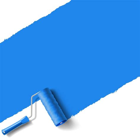 Pincel De Rolo Com Parede De Tinta Azul Vetor Premium