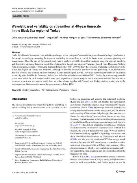 Pdf Wavelet Based Variability On Streamflow At 40 Year Timescale In The Black Sea Region Of Turkey
