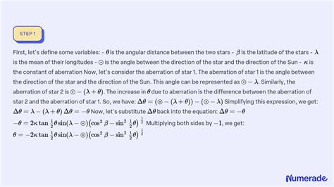 SOLVED The angular distance between two stars which have the same latitude βis θand the mean of