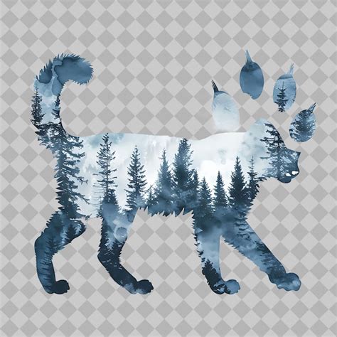 Lynx Within A Simplified Paw Print Silhouette Boreal Forest Png Watercolor Wild Life Collections