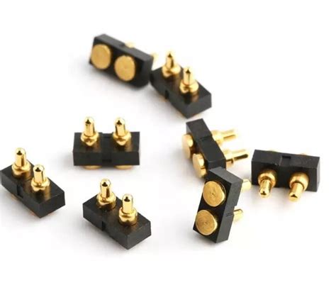 Gold Pogo Pin Connector 2 Pins Magnetic Smt Pogo Spring Loaded