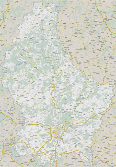 Large Detailed Road Map Of Luxembourg With All Cities Luxembourg