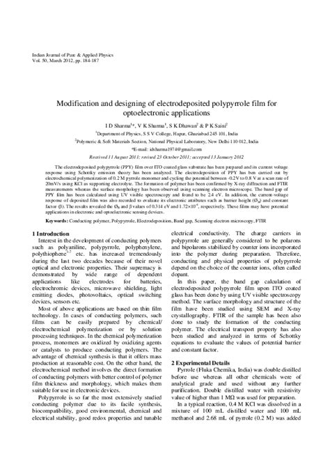 Pdf Modification And Designing Of Electrodeposited Polyaniline Films