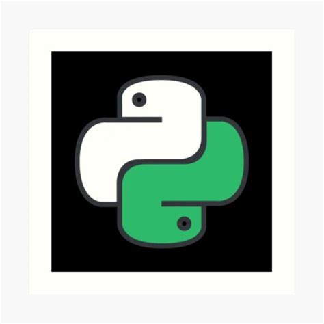 White And Green Python Coding Language Logo Art Print For Sale By