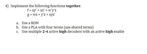 Solved 4 Implement The Following Functions Together