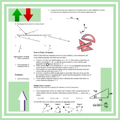 Vector Addition Finding Resultant Editable Physics Assessments 3 Versions Made By Teachers
