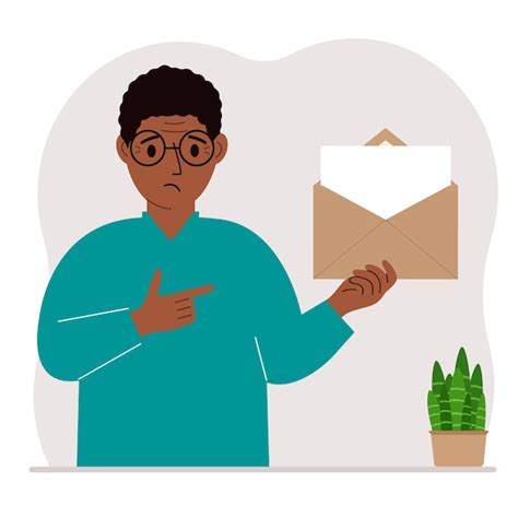 Premium Vector A Man With An Open Envelope With A Letter Empty Sheet Of Paper For Text