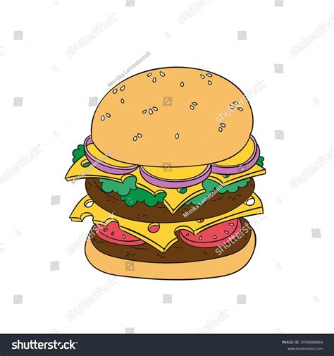 Hamburger Fast Food Vector Cartoon Illustration Stock Vector Royalty