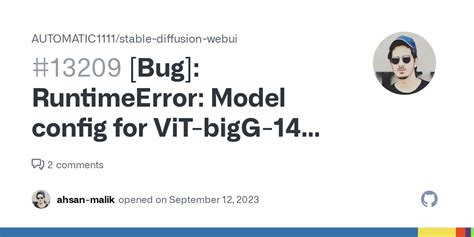 Bug Runtimeerror Model Config For Vit Bigg 14 Not Found · Issue 13209 · Automatic1111