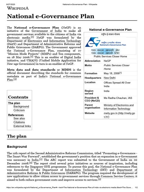 National E Governance Plan Wikipedia Pdf Computing Information