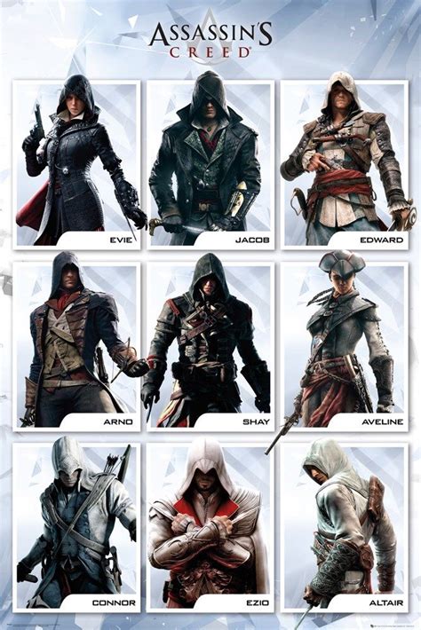 Assassins Creed Characters Poster Assassins Creed Assassins Creed