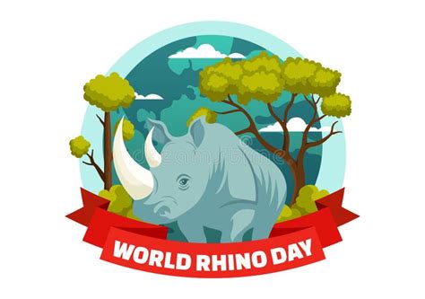 World Rhino Day Vector Illustration On September 22 For Rhinos Lovers