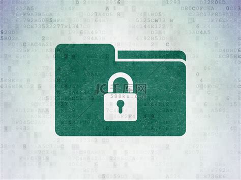 经营理念： 数字数据纸张背景上带锁的文件夹高清摄影大图 千库网